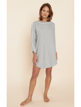 Féraud Chemise de nuit manches longues coton gris